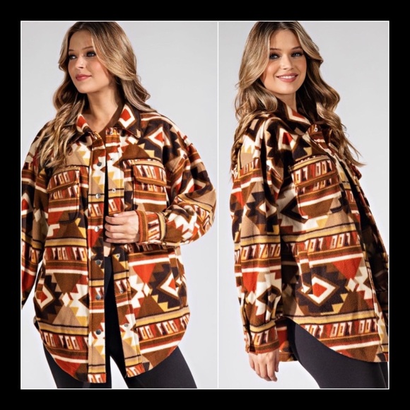 Jackets & Coats | Newsnap Front Aztec Print Fleece Jacket | Poshmark